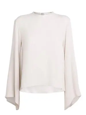 Agnona Draped-sleeve Blouse - Grey