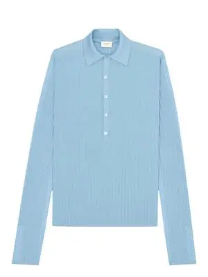 Saint Laurent Cashmere-wool-silk Polo Shirt - Blue