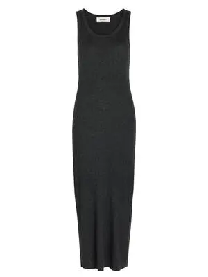 LISA YANG Ribbed Cotton And Cashmere-blend Midi Dress - Grey