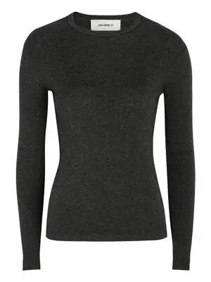 LISA YANG Long Sleeve Cotton And Cashmere-blend Top - Grey