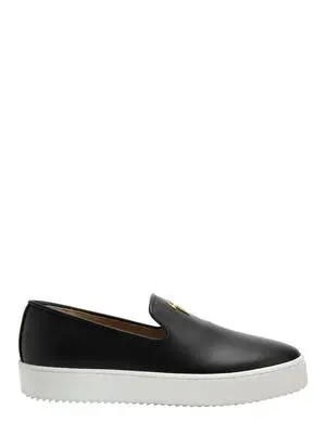 GIUSEPPE ZANOTTI Leather Slip-on With Metal Detail - Black