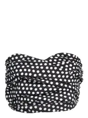 PT TORINO Polka Dot Crepe Crop Top - Black