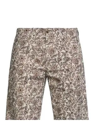 MYTHS Floral-print Casual Shorts - Beige