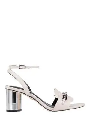 Lola Cruz Leather Sandals With Metal Applications - White