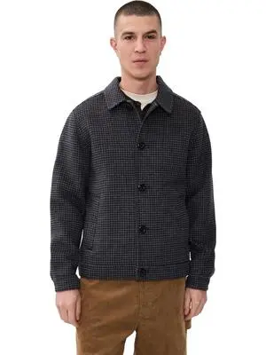 Marine Layer Luca Wool Jacket - Navy/taupe Houndsooth