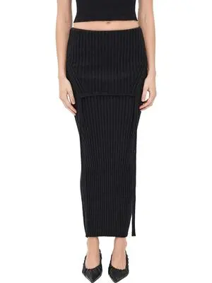 AISLING CAMPS Ribbed Knit Flipped Skirt - Charcoal Melange