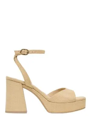 DOLCEVITA Platform Raffia Heels - Natural Raffia