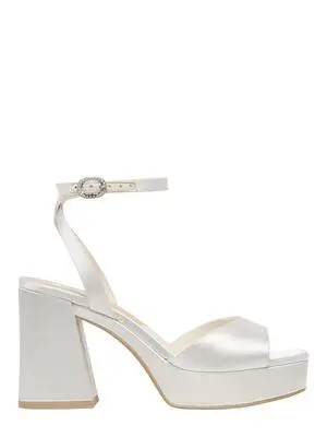 DOLCEVITA Felica Raffia Platform Heels - White Satin