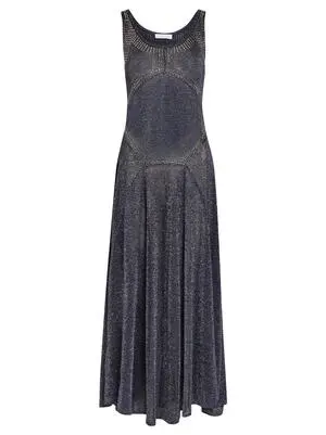 Rabanne Embellished Metallic-knit Midi Dress - Navy