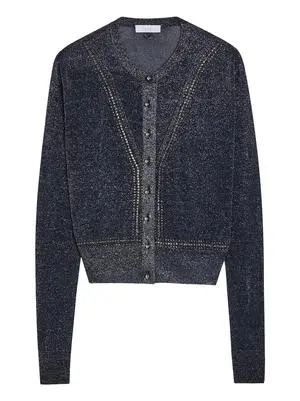 Rabanne Embellished Metallic-knit Cardigan - Navy