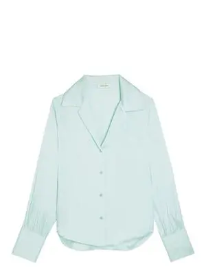 ANINE BING Silk-blend Button-down Shirt - Light Blue