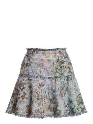 Cinq À Sept Printed Tweed Mini Skirt - Blue