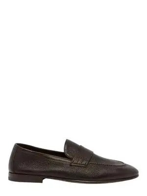 Bally Elios Grained-leather Loafers - Brown