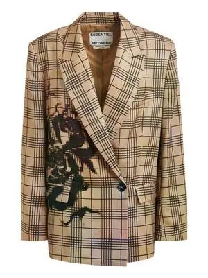 Essentiel Antwerp Checked Double-breasted Blazer - Neutrals