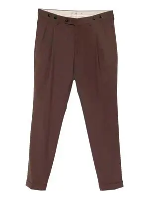 BERWICH Pleated Cuffed Trousers - Brown