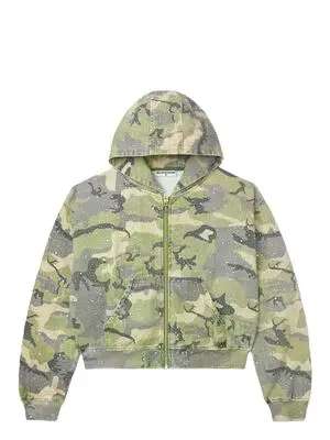 VALE FOREVER Crystal-embellished Camouflage Jacket - Green