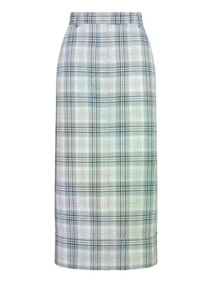 Thom Browne Plaid Midi Skirt With Belt Loops - White