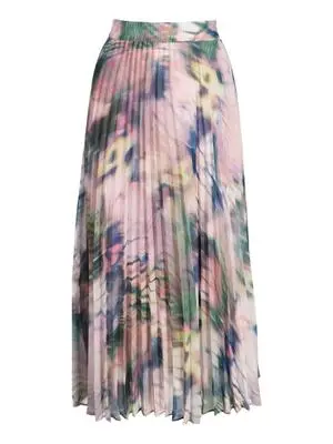 BOSS Printed Pleated Midi Skirt - Pink