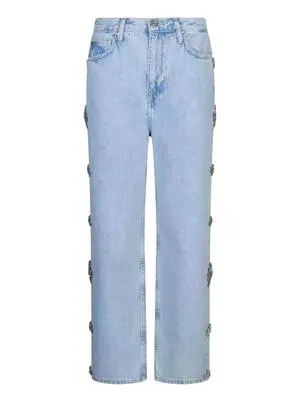 Liu Jo Bejeweled Straight Leg Jeans - Blue