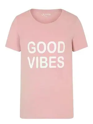 JUVIA Letter-print T-shirt - Pink