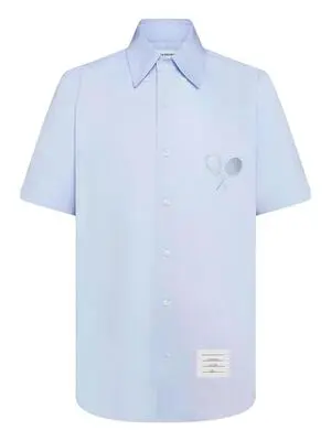 Thom Browne Racket-embroidery Short-sleeve Shirt - Blue
