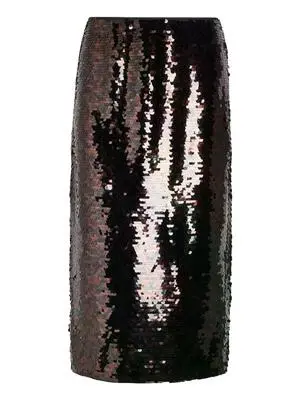 Staud Ciara Sequin Midi Skirt - Brown