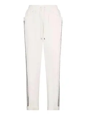 Liu Jo Rhinestone Drawstring Track Pants - Neutrals
