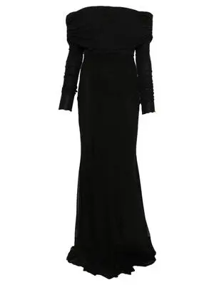 Blumarine Off-shoulder Maxi Dress - Black