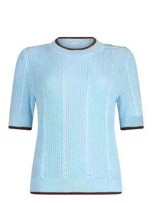Liu Jo Cable-knit Sweater With Decorative Buttons - Blue