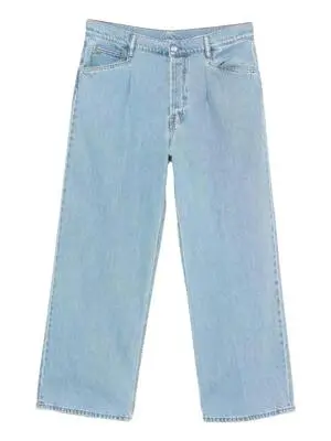 NINE:INTHE:MORNING Pleated Cotton Jeans - Blue