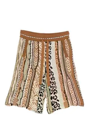 LANEUS Patterned Drawstring Shorts - Neutrals