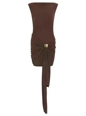 Marella Knot-detail Mini Dress - Brown