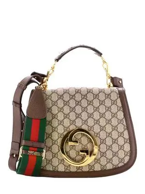 Gucci Blondie Gg Coated Canvas Top Handle Medium Satchel - Brown