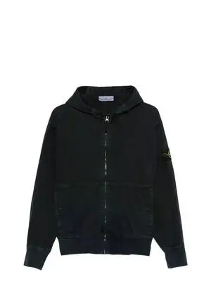 Stone Island Hooded Zip Sweatshirt - Black