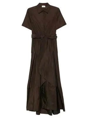 P.a.r.o.s.h Tie-waist Maxi Shirt Dress - Brown