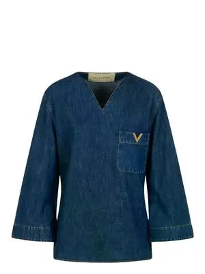 Valentino Garavani V-neck Blouse - Blue