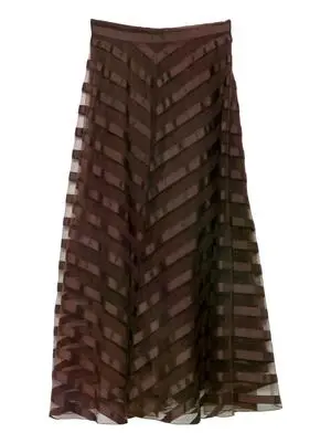 P.a.r.o.s.h Ribbon Panel Midi Skirt - Brown