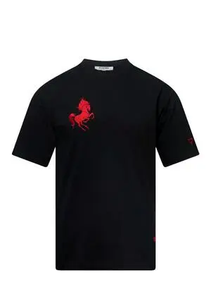 BLACKJACK Horse-motif T-shirt - Black
