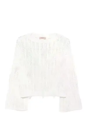 TWINSET Feather-detail Knit Sweater - White