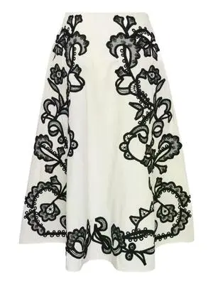 Ulla Johnson Embroidered A-line Midi Skirt - White