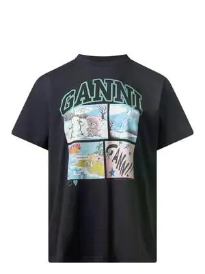 GANNI Graphic-print T-shirt - Grey