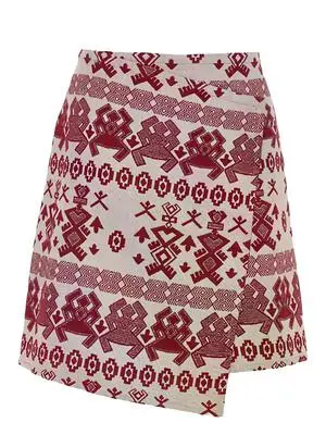 Devotion Patterned Asymmetric Skirt - Red