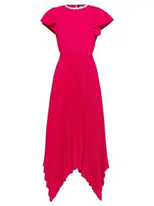 NISSA Crystal-embellished Pleated Midi Dress - Pink