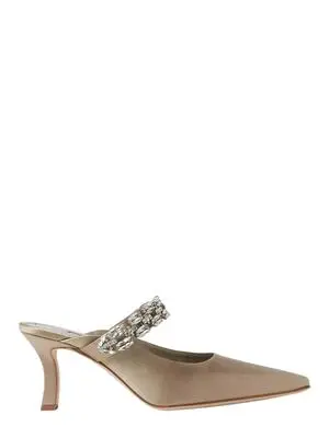 Manolo Blahnik Crystal-embellished Mules - Neutrals