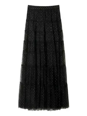 TWINSET Embellished A-line Midi Skirt - Black