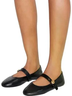 Tory Burch Strap Detail Flat Shoes - Black