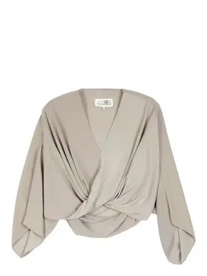 MAISON MARGIELA V-neck Twist Front Blouse - Neutrals