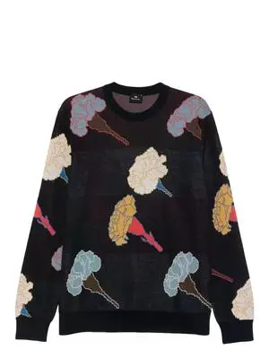 Paul Smith Floral Print Crew Neck Sweater - Blue