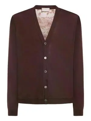 PIERRE-LOUIS MASCIA Printed V-neck Cardigan - Brown