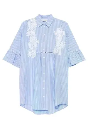 ERMANNO FIRENZE Floral-lace Striped Mini Dress - Blue